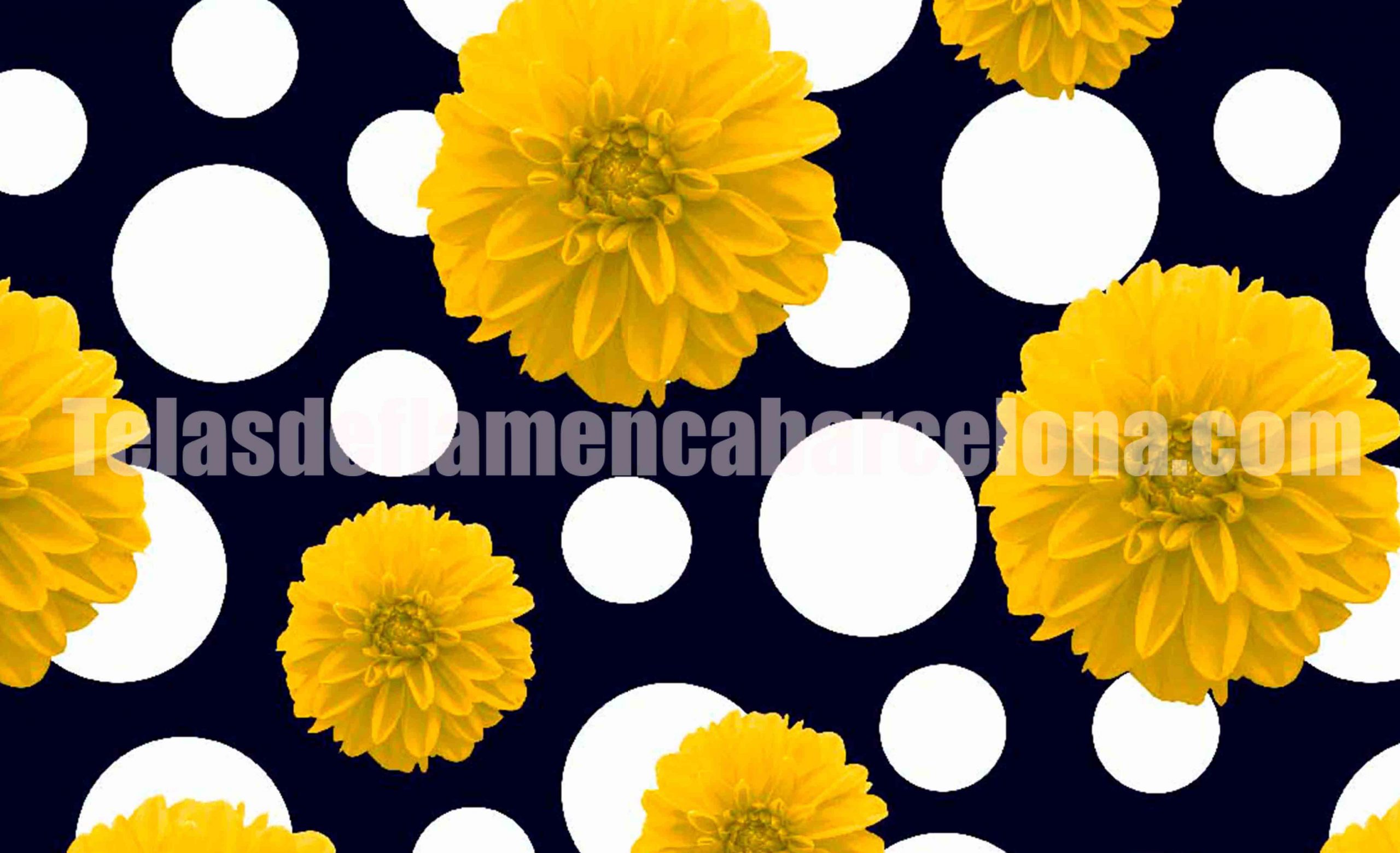 Estampado D/ Flor de Loto C/3 Amarillo - Telas de Flamenca Barcelona