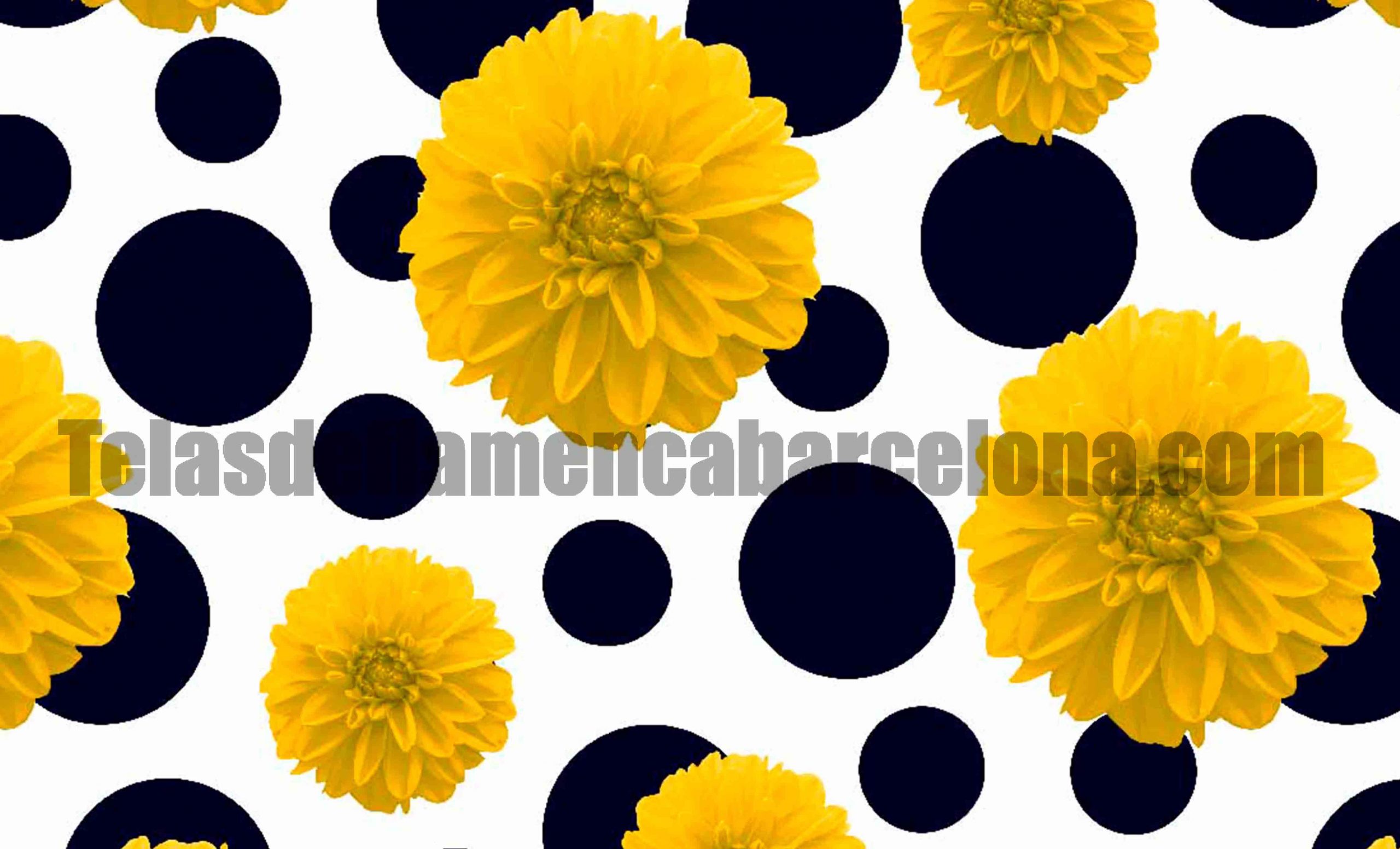 Estampado D/ Flor de Loto C/4 Amarillo - Telas de Flamenca Barcelona